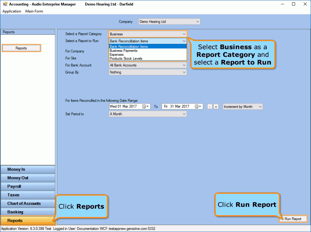AEM Support Centre - Business Reports