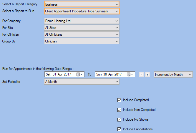 AEM Support Centre - Client Appointment Procedure Type Summary