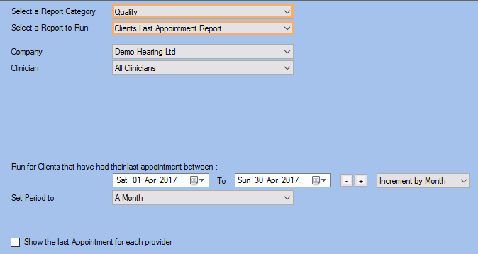 AEM Support Centre - Clients Last Appointment Report
