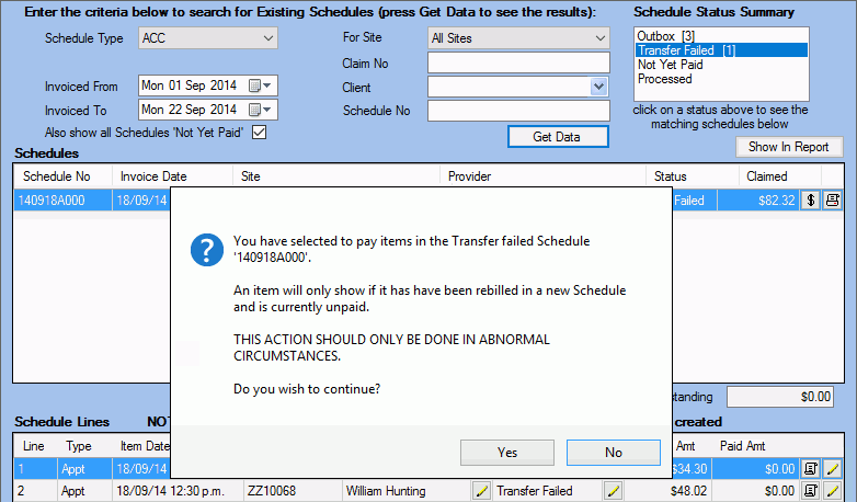 AEM Support Centre - How to Process Transfer Failed Schedules