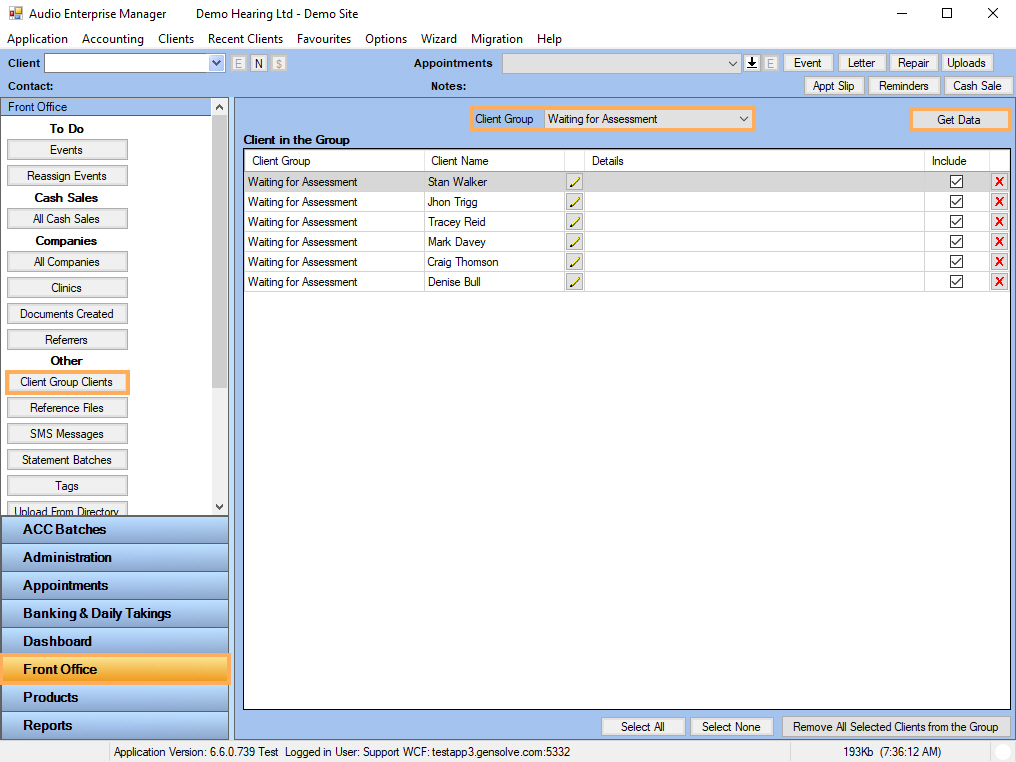 AEM Support Centre - How to List Clients in a Group