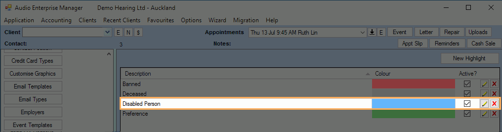 AEM Support Centre - How to Highlight a Client