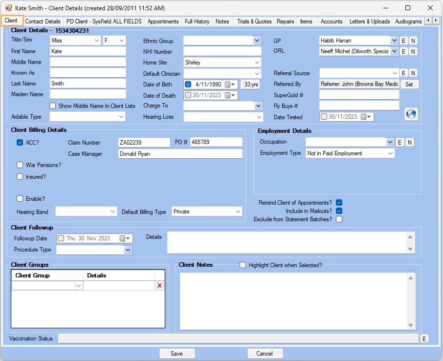 AEM Support Centre - Client Details Form