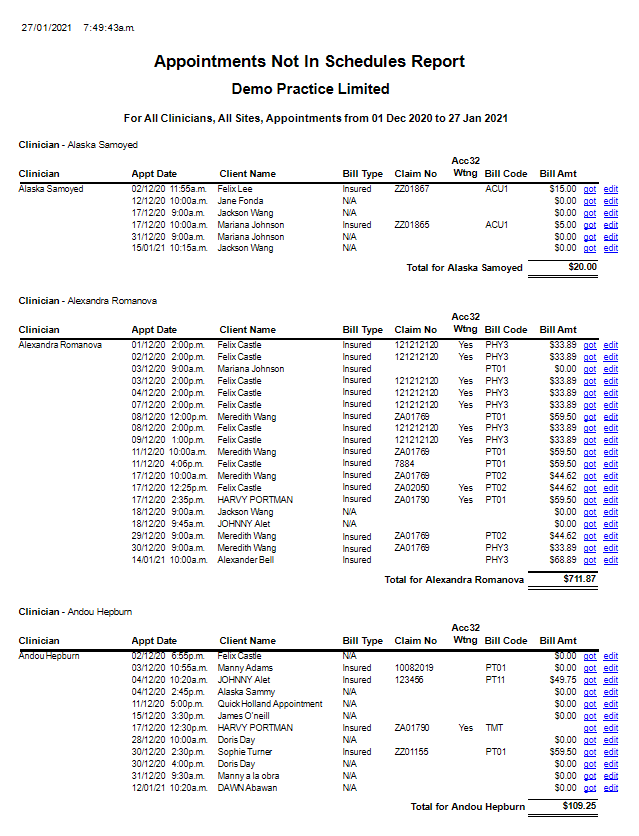 GPM AU Support Centre - Appointments Not In Schedules Report
