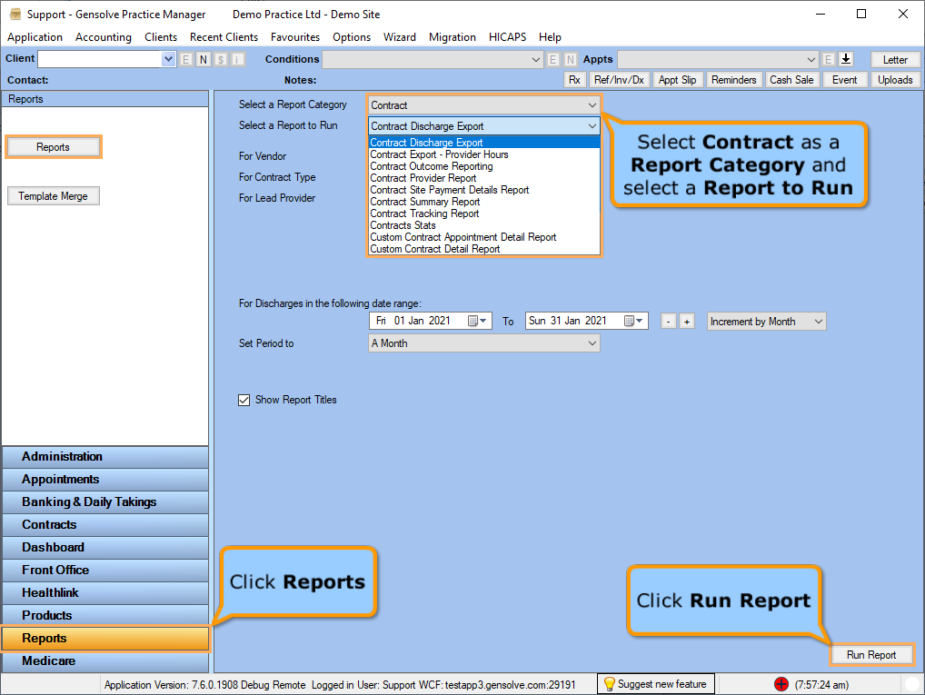 GPM AU Support Centre - Contract Reports