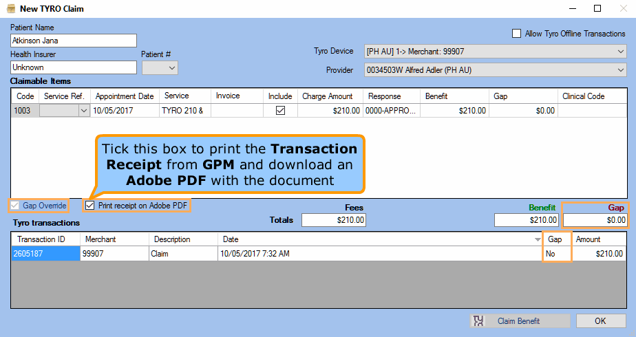 GPM AU Support Centre - Tyro Gap Override and Printed Receipts