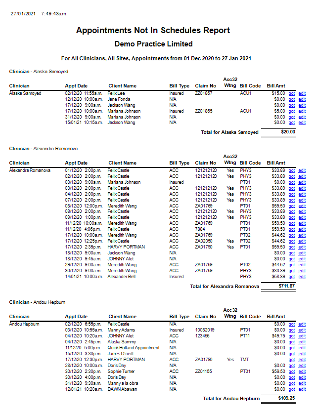 GPM NZ Support Centre - Appointments Not In Schedules Report