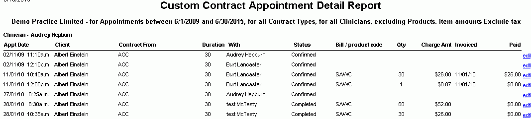 GPM NZ Support Centre - Custom Contract Appointment Detail Report