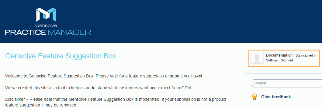 GPM NZ Support Centre - Accessing the Gensolve Feature Suggestion Box