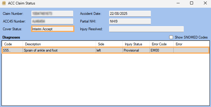 GPM NZ Support Centre - ACC Condition Status Query