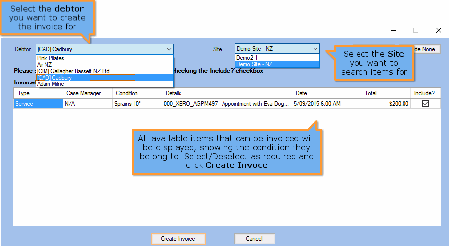 GPM NZ Support Centre - Invoicing a Debtor From an Appointment