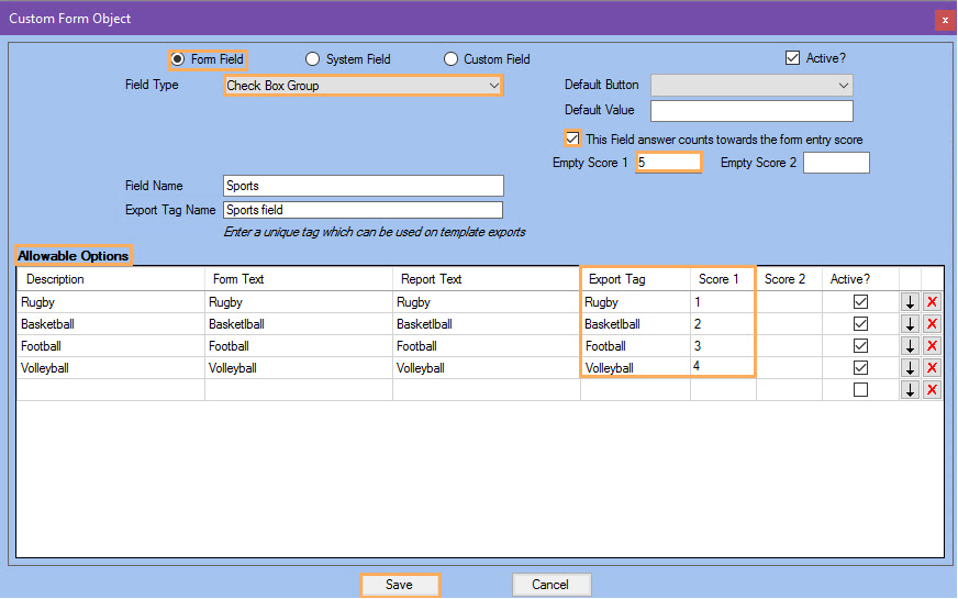 GPM NZ Support Centre - Storing Scores on Form Entries