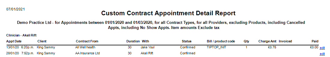 GPM UK Support Centre - Custom Contract Appointment Detail Report