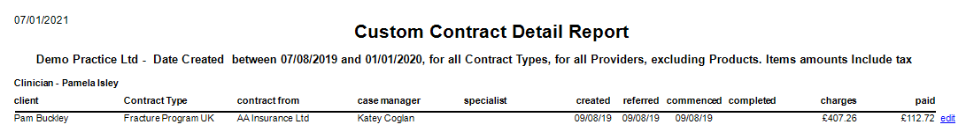 GPM UK Support Centre - Custom Contract Detail Report