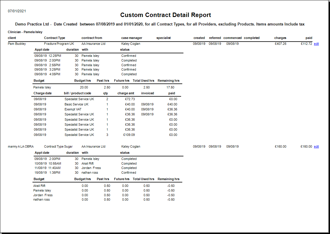 GPM UK Support Centre - Custom Contract Detail Report