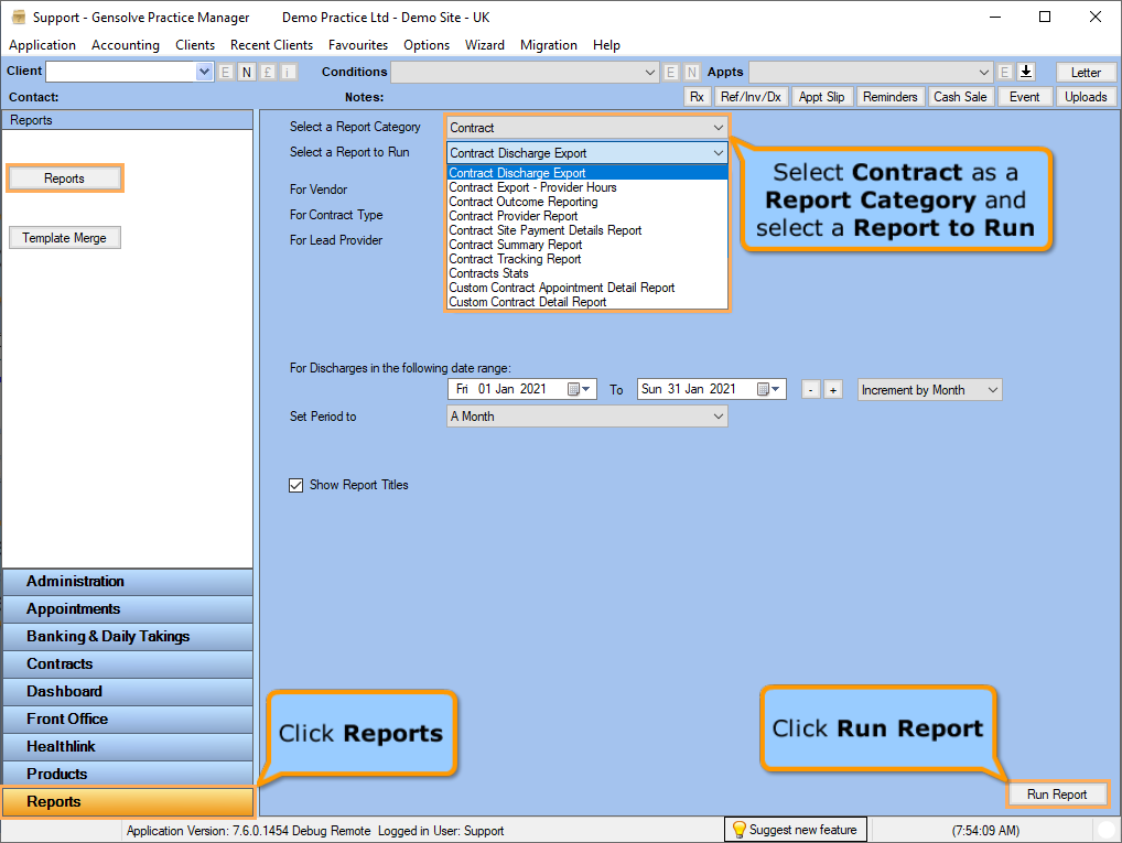 GPM UK Support Centre - Contract Reports