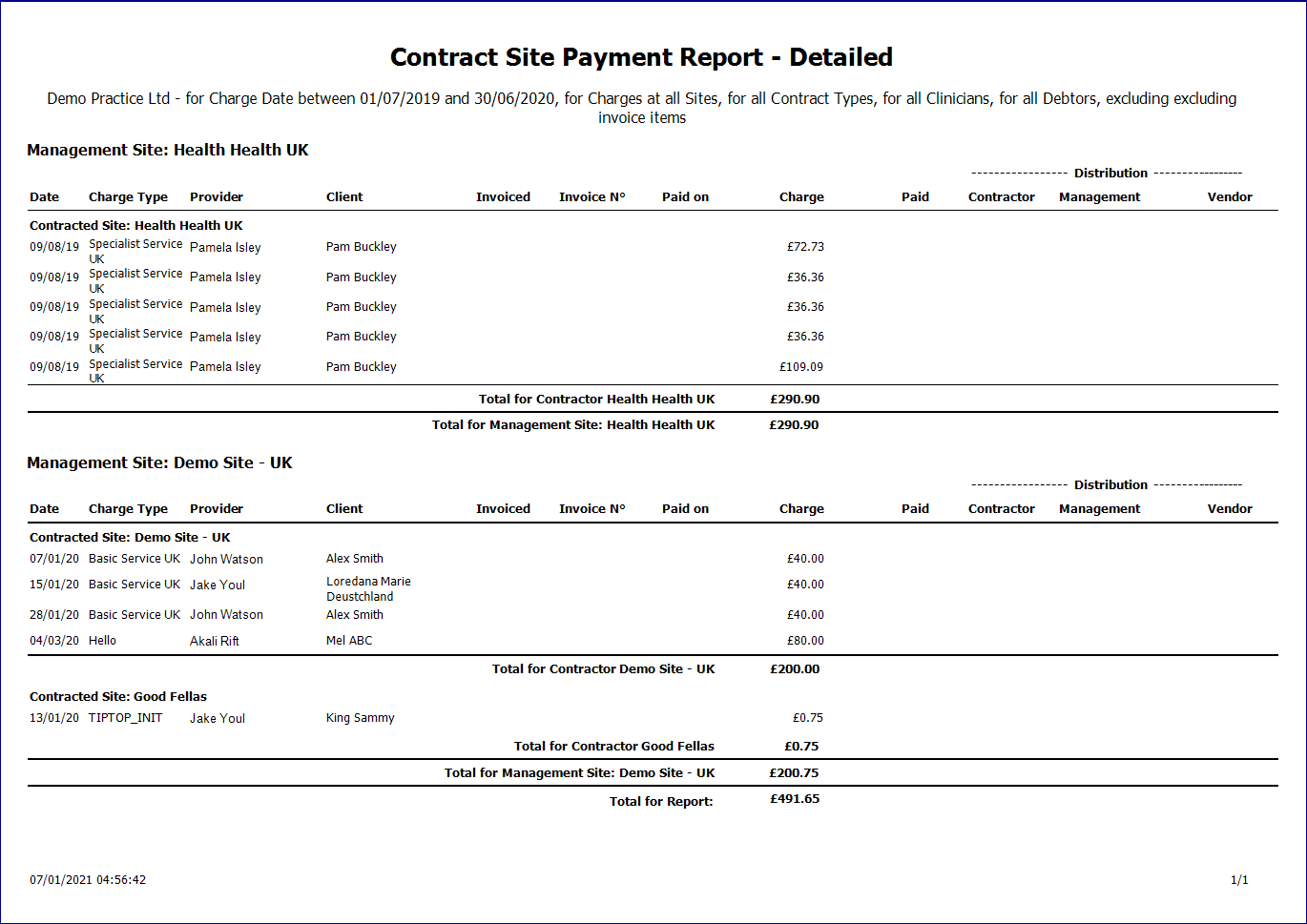 GPM UK Support Centre - Contract Site Payment Details Report